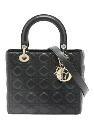 Dior 2000-2026 Medium Lambskin Cannage Lady Satchel - Black