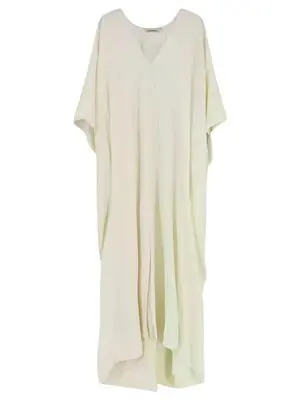 Alberta Ferretti V-neck Short-sleeve Long Dress - Neutrals