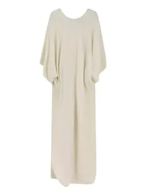Alberta Ferretti V-neck Short Sleeve Long Dress - Neutrals
