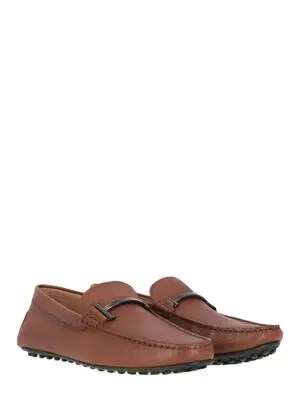 TOD'S T-bar Pebbled Loafers - Brown