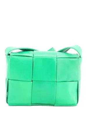 Bottega Veneta Cassette Maxi Intrecciato Leather Candy Crossbody Bag - Green