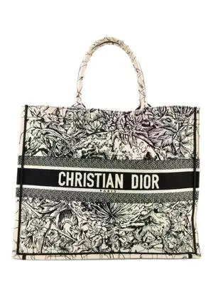 Dior Book Embroidered Canvas Large Tote Bag - Black