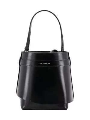 Givenchy Shark Lock Leather Bucket Bag - Black