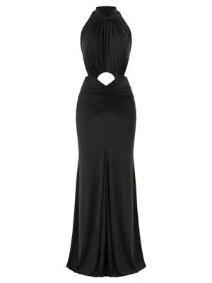 AMAZUIN Mina Cut-out Ruched Maxi Dress - Black