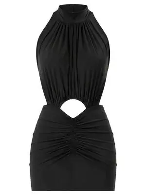 AMAZUIN Mina Cut-out Ruched Maxi Dress - Black