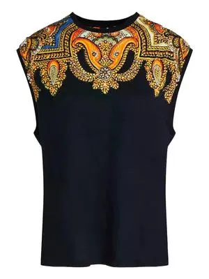 Etro Embellished Paisley-print Top - Black