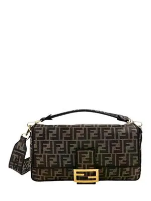 Fendi Zucca Canvas Baguette Nm Shoulder Bag - Brown