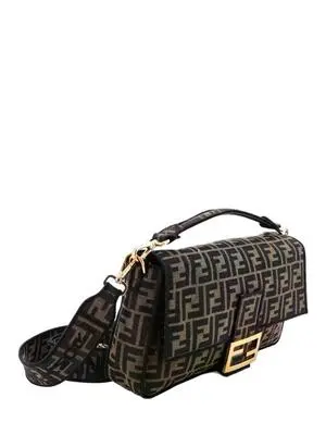 Fendi Zucca Canvas Baguette Nm Shoulder Bag - Brown