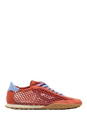 HOFF Bridge Fishnet Suede-panelled Mesh Sneakers Orange