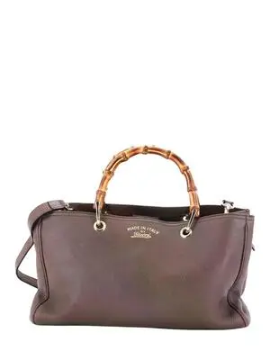 Gucci Bamboo Shopper Leather Medium Tote Bag - Brown