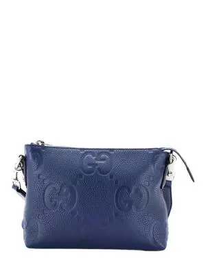 Gucci Jumbo Gg Embossed Leather Small Messenger Bag - Blue