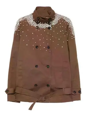 Giuseppe Di Morabito Faux-pearl Embellished Belted Coat - Brown