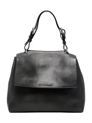 Orciani Sveva Soft Logo-plaque Foldover Tote Bag - Black