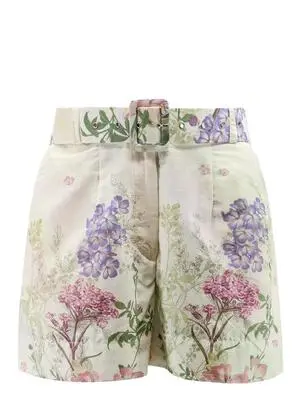 Charo Ruiz Ibiza Floral Print Belted Shorts - Neutrals