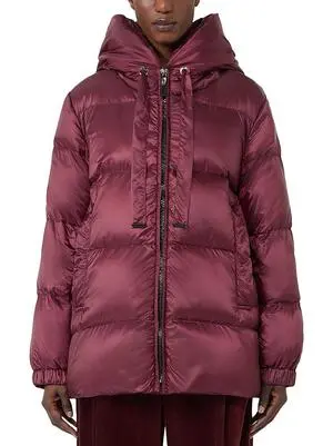Max Mara Seia Down Hooded Coat - Bordeaux