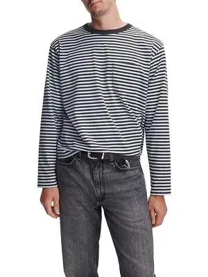Rag & Bone Long Sleeve Boxy Stripe Tee - Light Blue Multi