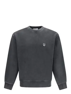 Maison Kitsuné Crewneck Sweater With Fox Head Logo Ale - Grey
