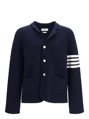 Thom Browne Single-breasted Wool Jacket With Four-bar Detail - Blue