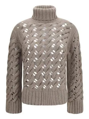 P.a.r.o.s.h Perforated Turtleneck Sweater - Beige