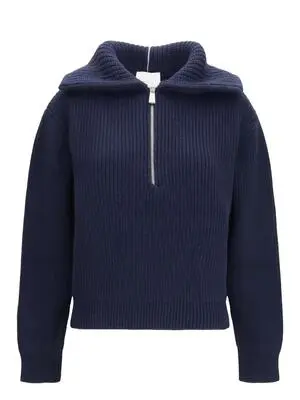 Malo Cashmere High-neck Zip Sweater - Blue