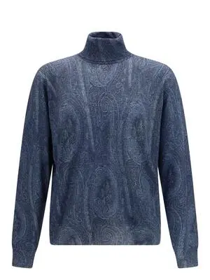 Etro Printed Turtleneck Sweater - Blue