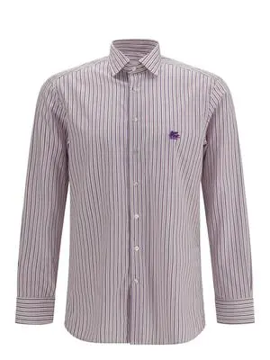 Etro Roma Striped Cotton Shirt With Pegaso Logo - Multicolour