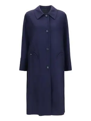 BLAZÉ MILANO Ntak Woolly Wool Trench Coat - Blue