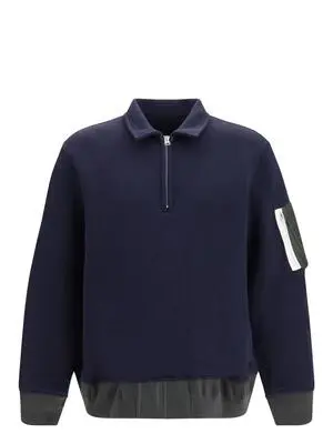Sacai Terry Cloth Zip Polo - Blue