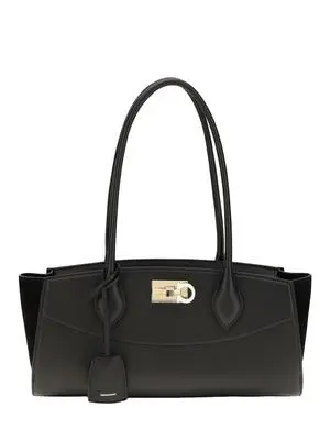 FERRAGAMO Studio Soft East West Shoulder Bag - Black