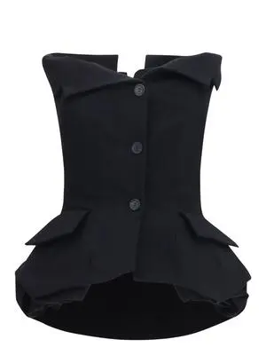 Magda Butrym Cotton Bustier Corset Top - Black