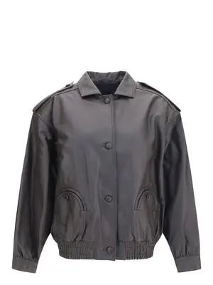 BLAZÉ MILANO Charlie Ares Leather Bomber Jacket - Black
