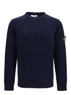 Stone Island Sweater Crewneck With Logo Patch On The Sleeve Ale - Black