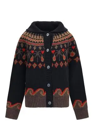Alanui Sweet Winter Cardigan With Shawl Collar And Printed Details - Multicolour