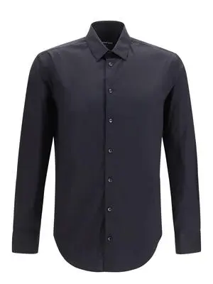 Giorgio Armani Shirt Slim Fit In Stretch Cotton Poplin - Black