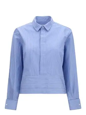 Sacai Cotton Poplin Shirt With Belt - Light Blue