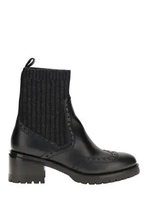 Santoni Ferret Leather Boots - Black