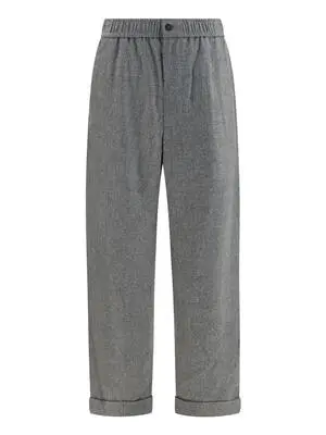 Giorgio Armani Oversized Pants In Wool And Cashmere With Denim Effect - Grey