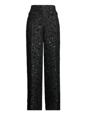 Sandro Tweed Wide-leg Pants With Sequins - Black