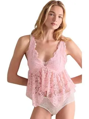 Free People Frill Seeker Lace Cami - Rose Icing