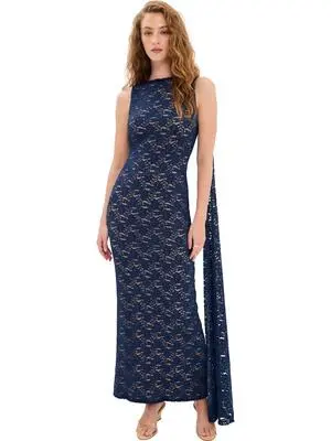 RUNAWAY THE LABEL Janie Boat Neck Maxi Dress - Navy
