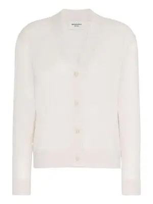 Max Mara V-neck Wool, Silk And Cashmere Cardigan - Ivory