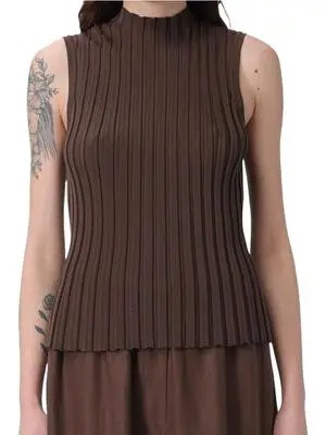 Max Mara Sleeveless Ribbed Knit Top - Brown