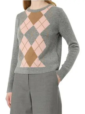Max Mara Long-sleeved Crew Neck Sweater - Light Gray
