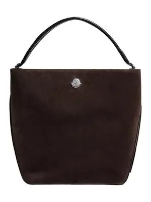 Moncler Carlo Suede Shoulder Bag - Black