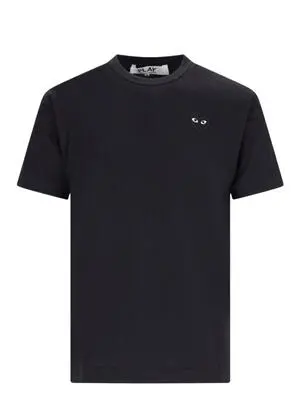 Comme Des Garçons Logo Embroidered T-shirt - Black