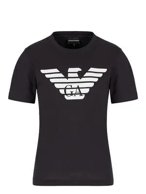 Emporio Armani Logo Print Crewneck T-shirt - Black