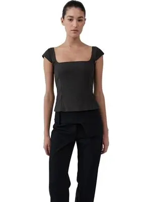 ST. AGNI Wool Cap Sleeve Top - Umber