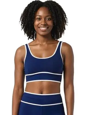 CALYPSA Longline Swim Bra Two-toned Collection - Navy & White