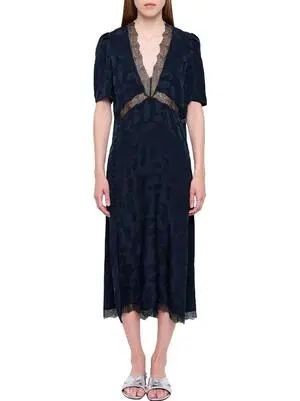 Zadig&Voltaire Redox Paisley Jacquard Silk Midi Dress - Encore