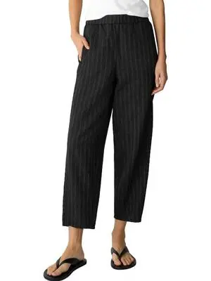 Eileen Fisher Lantern Ankle Pants With Vertical Stripes - Black/white